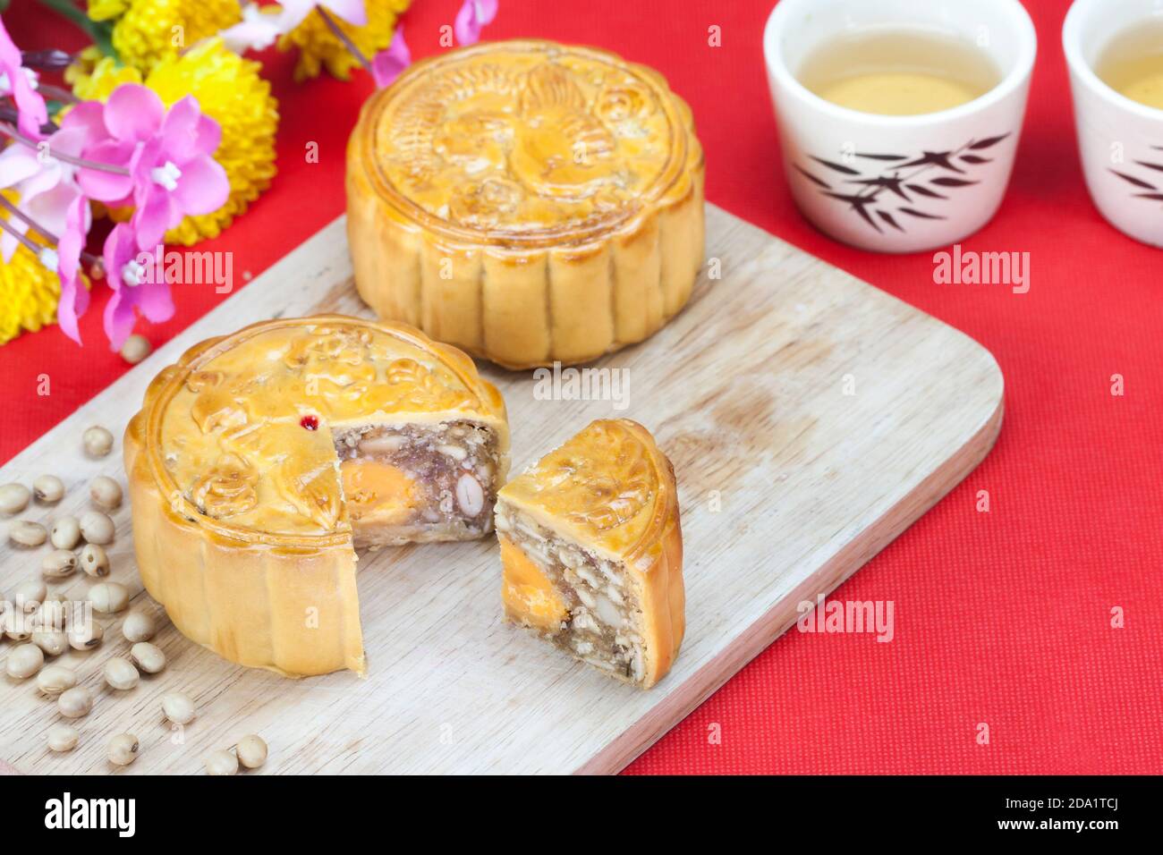 Tasty round moon cake hi-res stock photography and images - Alamy