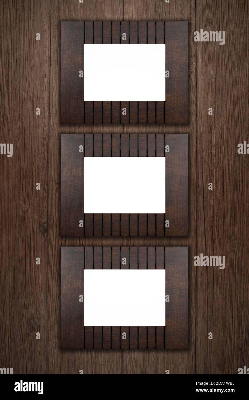 Old picture frame on vintage wood wall Stock Photo - Alamy