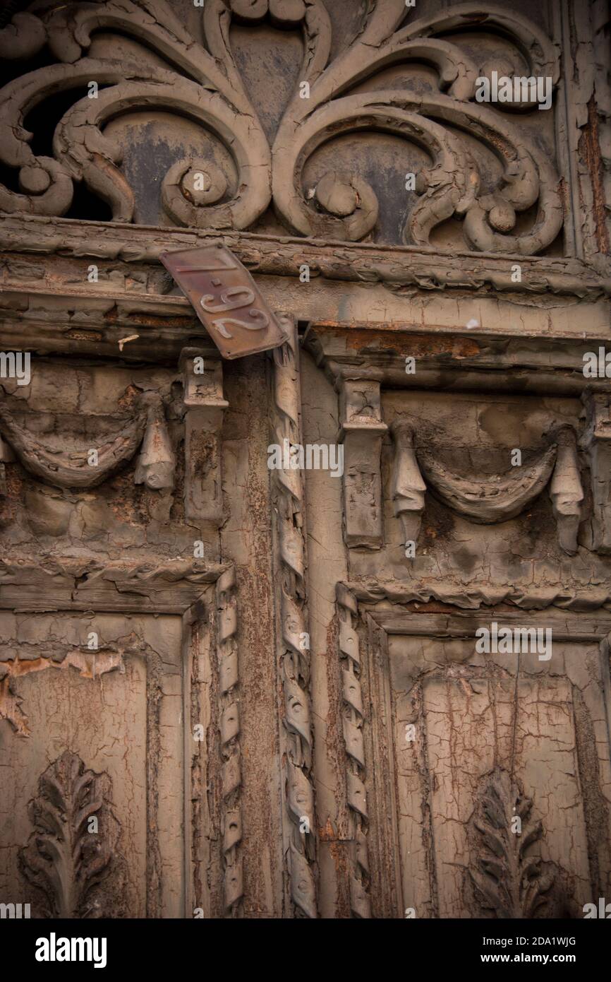 Derelict door of a house in La Candelaria old quarter, Bogota Stock ...