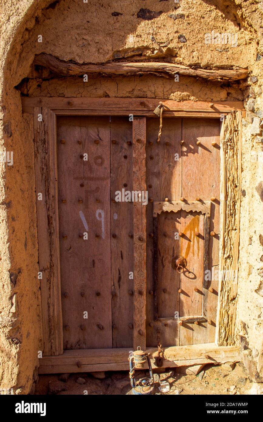 Traditional Omani door in the Sharqiya region of Oman on the Arabian ...