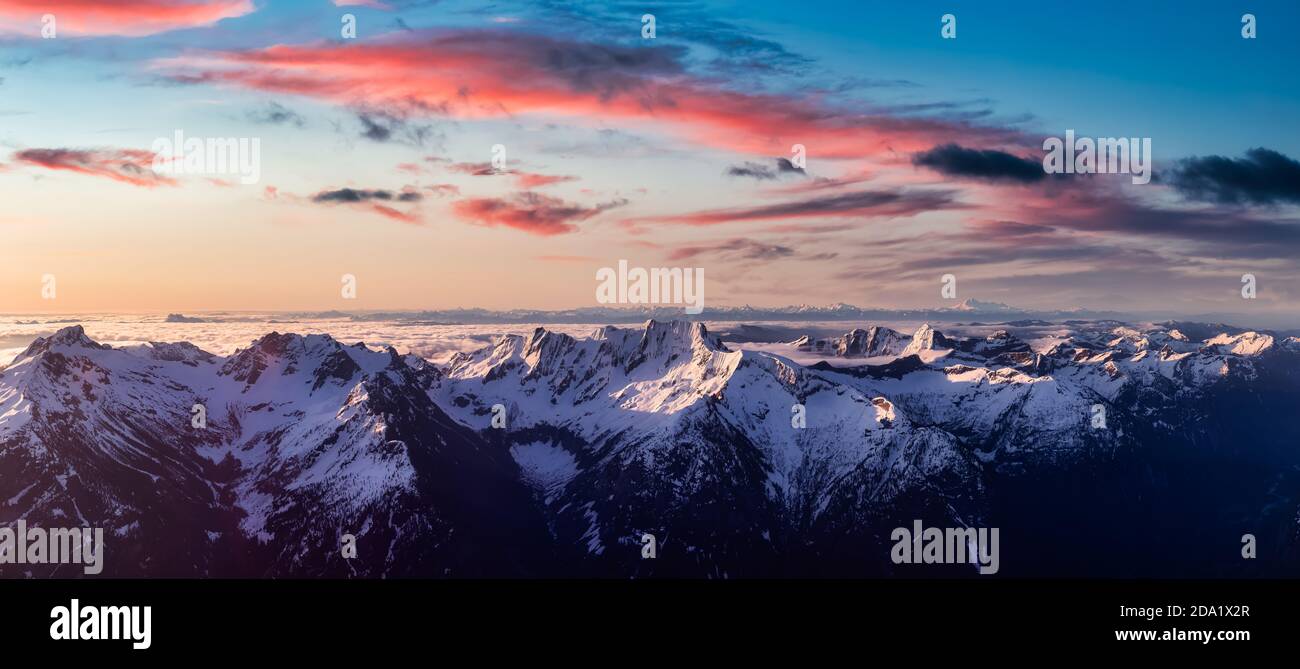 Aerial Panoramic View of Remote Canadian Mountain Landscape Stock Photo ...