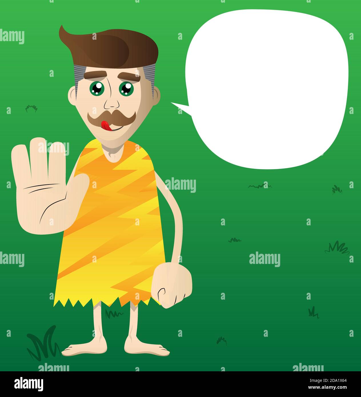 Cartoon caveman showing deny or refuse hand gesture. Vector ...