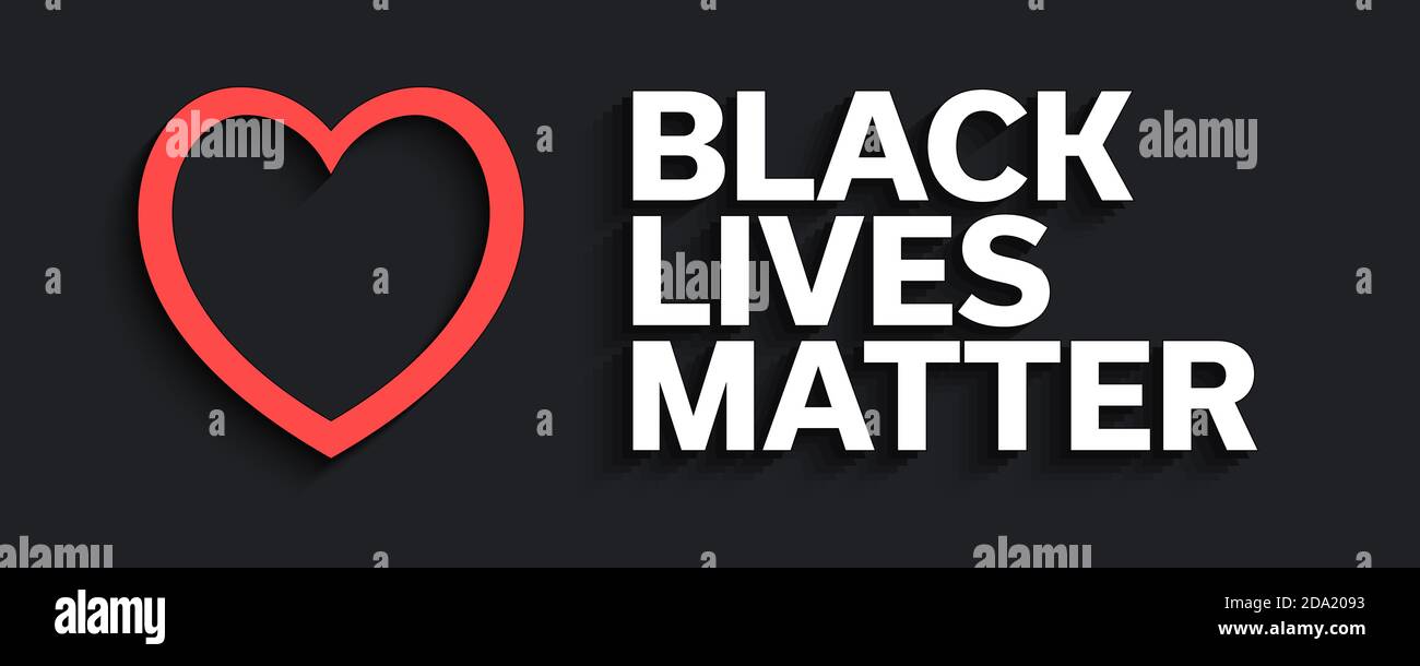 Black Lives Matter. Red heart and text with long shadow. Symbol of ...
