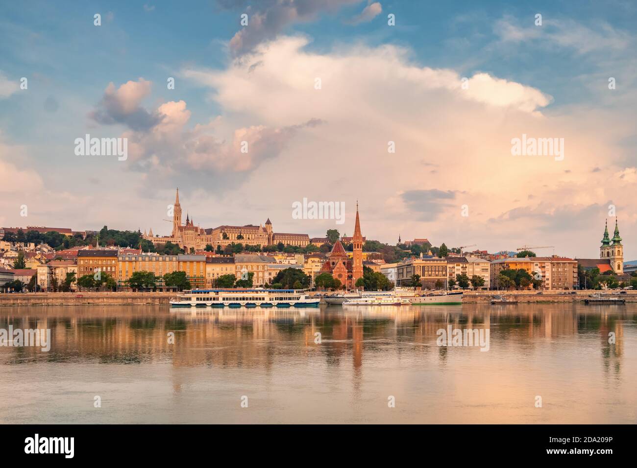 Landscape of the Buda side of Budapest at sunset Stock Photo - Alamy