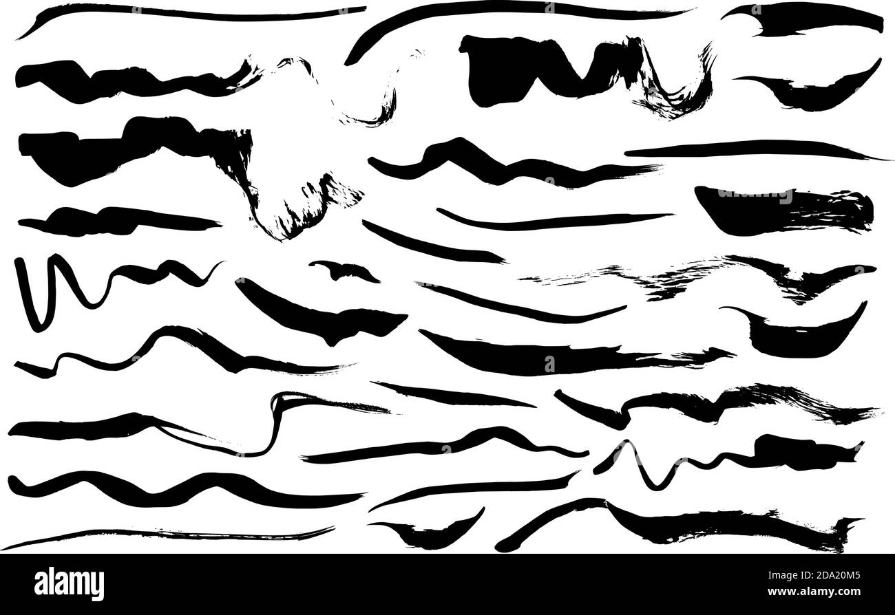 Black paint wavy brush strokes vector collection Stock Vector Image ...