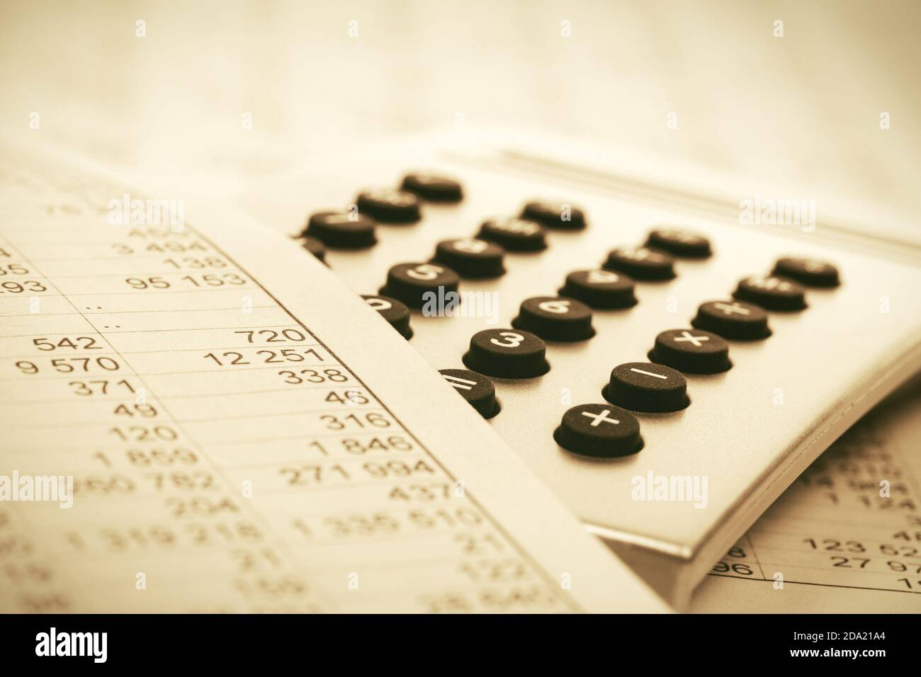 Financial accounting Calculator and balance sheets Stock Photo - Alamy