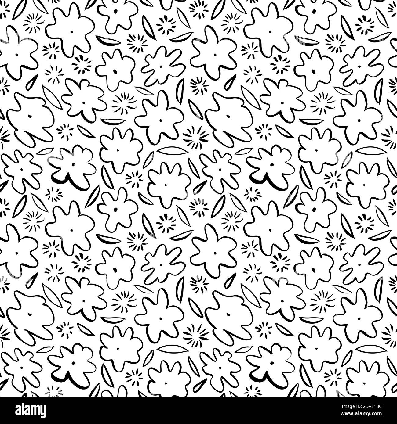 Hand drawn simple abstract flower seamless pattern Stock Vector Image ...