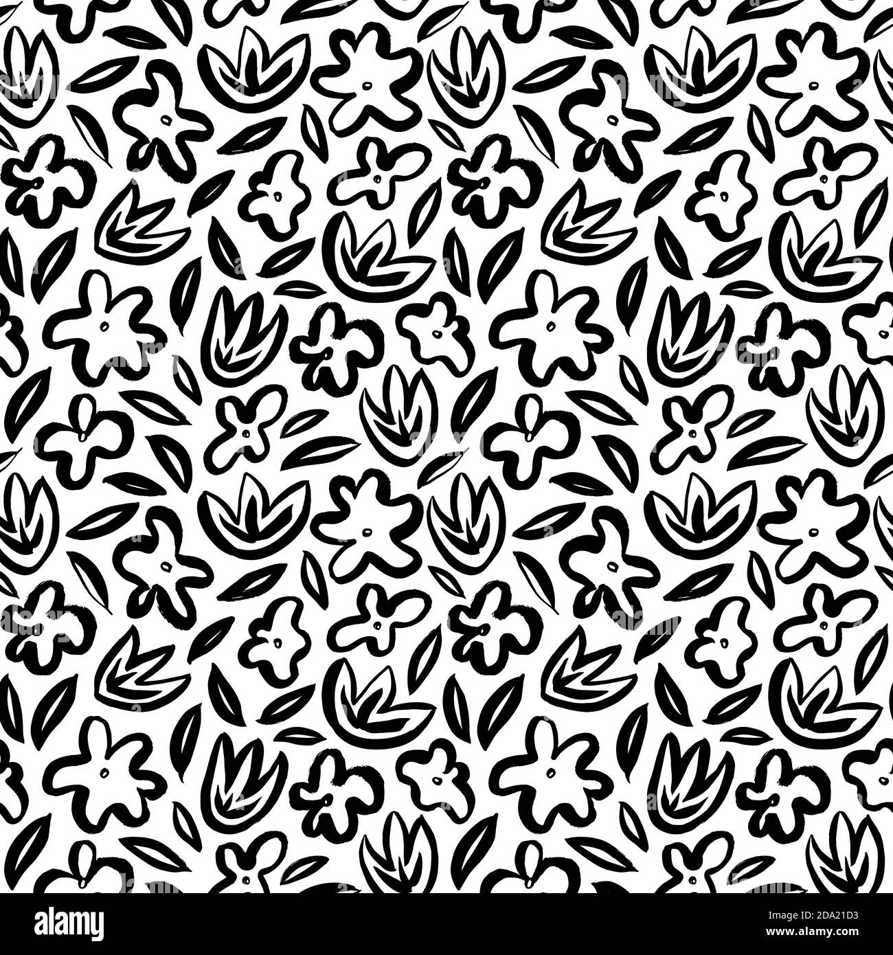 Hand drawn simple abstract flower seamless pattern Stock Vector Image ...