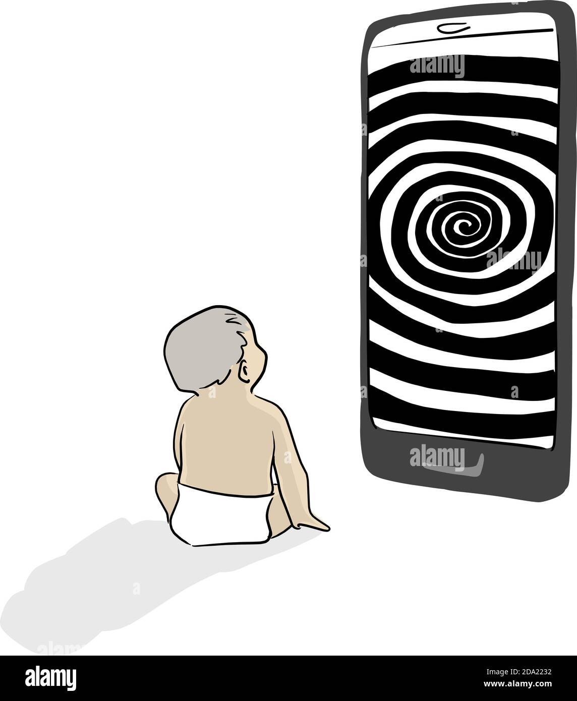 Child looking at a screen Stock Vector Images - Alamy