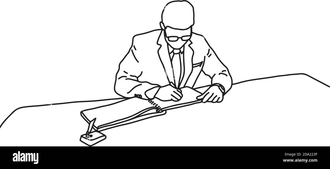 businessman writing on table vector Stock Vector Image & Art - Alamy