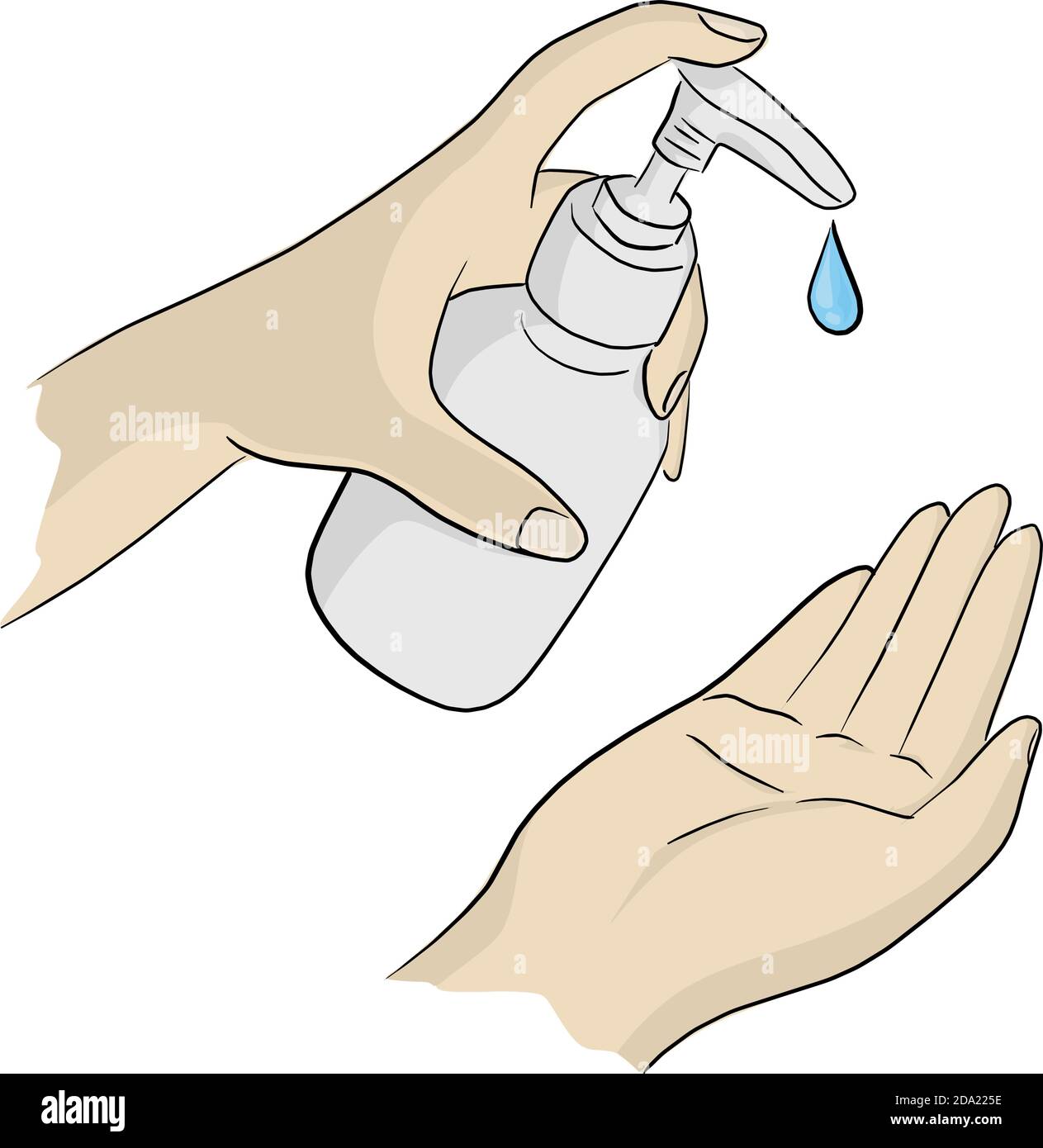Woman sanitizing hands Stock Vector Images - Alamy