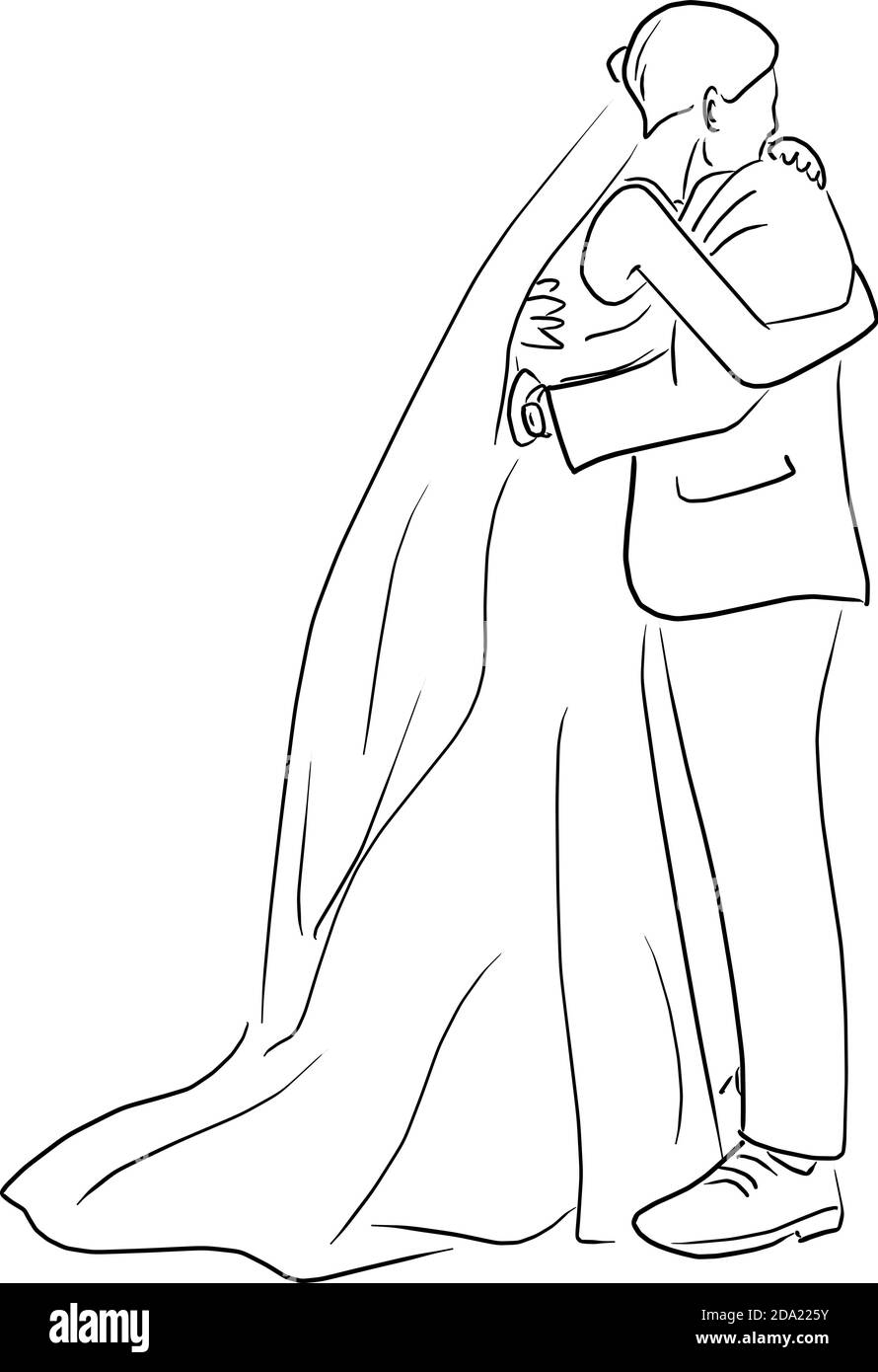 wedding couple hugging vector Stock Vector Image & Art - Alamy