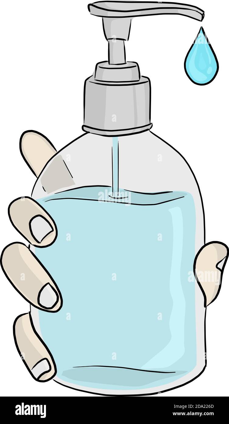 Hand holding bottle soap Stock Vector Images - Alamy