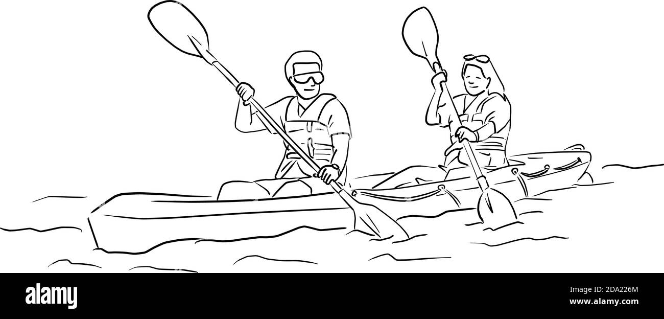 two traveler on boat with paddles vector Stock Vector Image & Art - Alamy