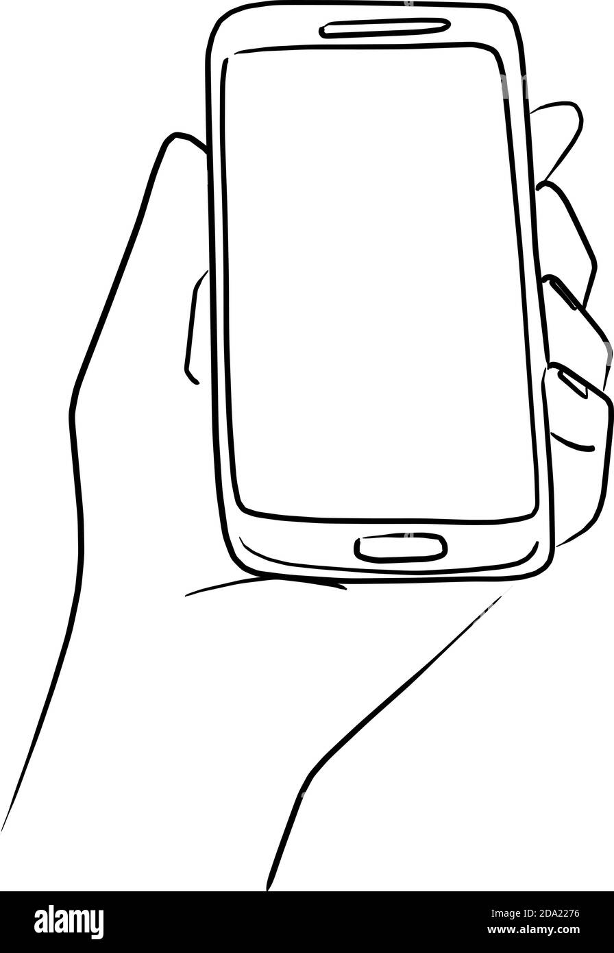 outline hand holding blank smartphone Stock Vector Image & Art - Alamy