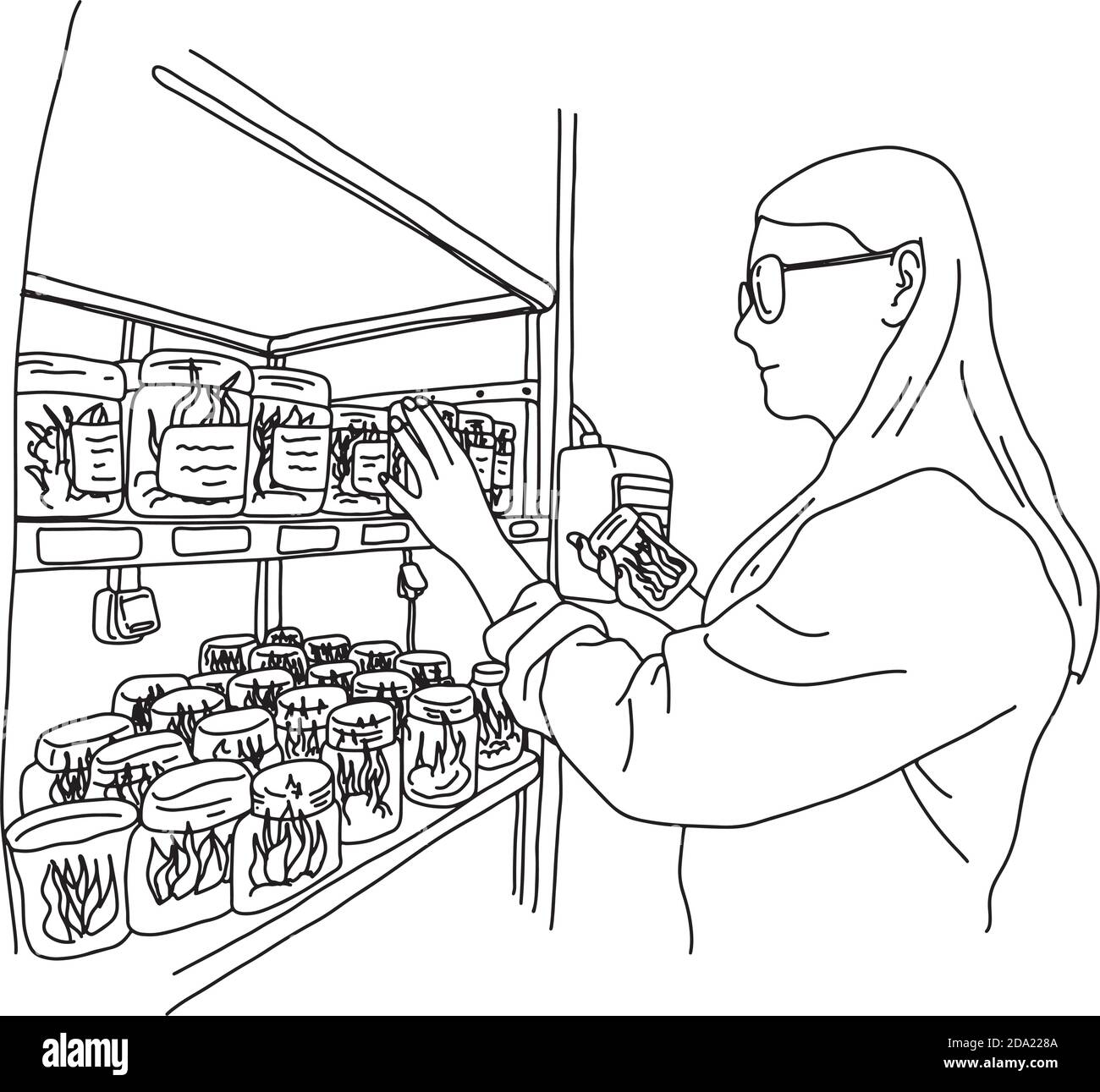 half length of female biologist hand drawn vector Stock Vector Image ...