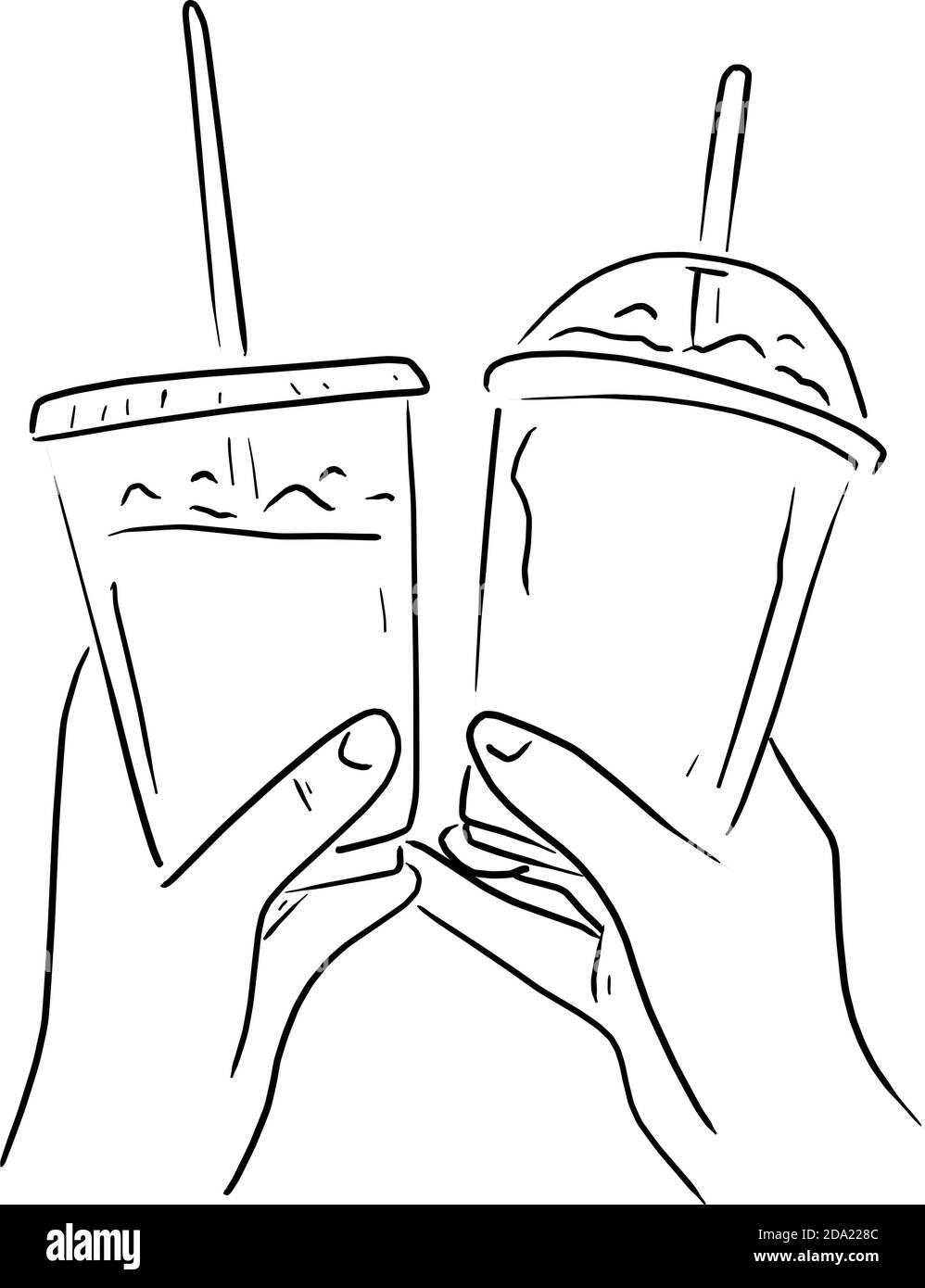 hand holding takeaway coffee cup vector illustration sketch doodle hand ...