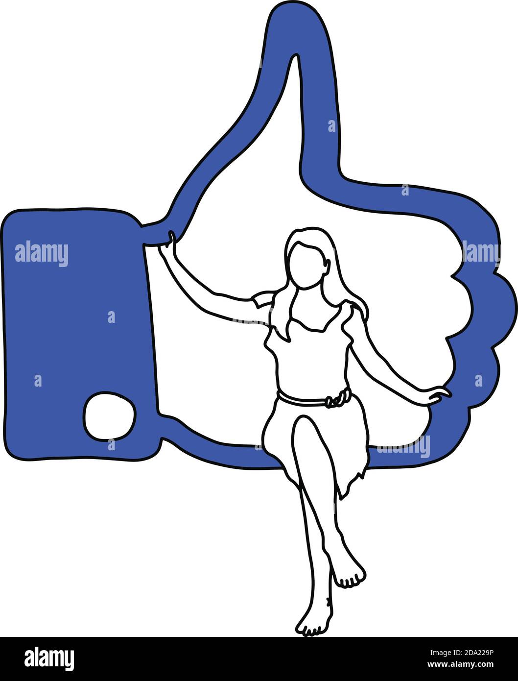 woman sitting on thumb up sing vector Stock Vector Image & Art - Alamy