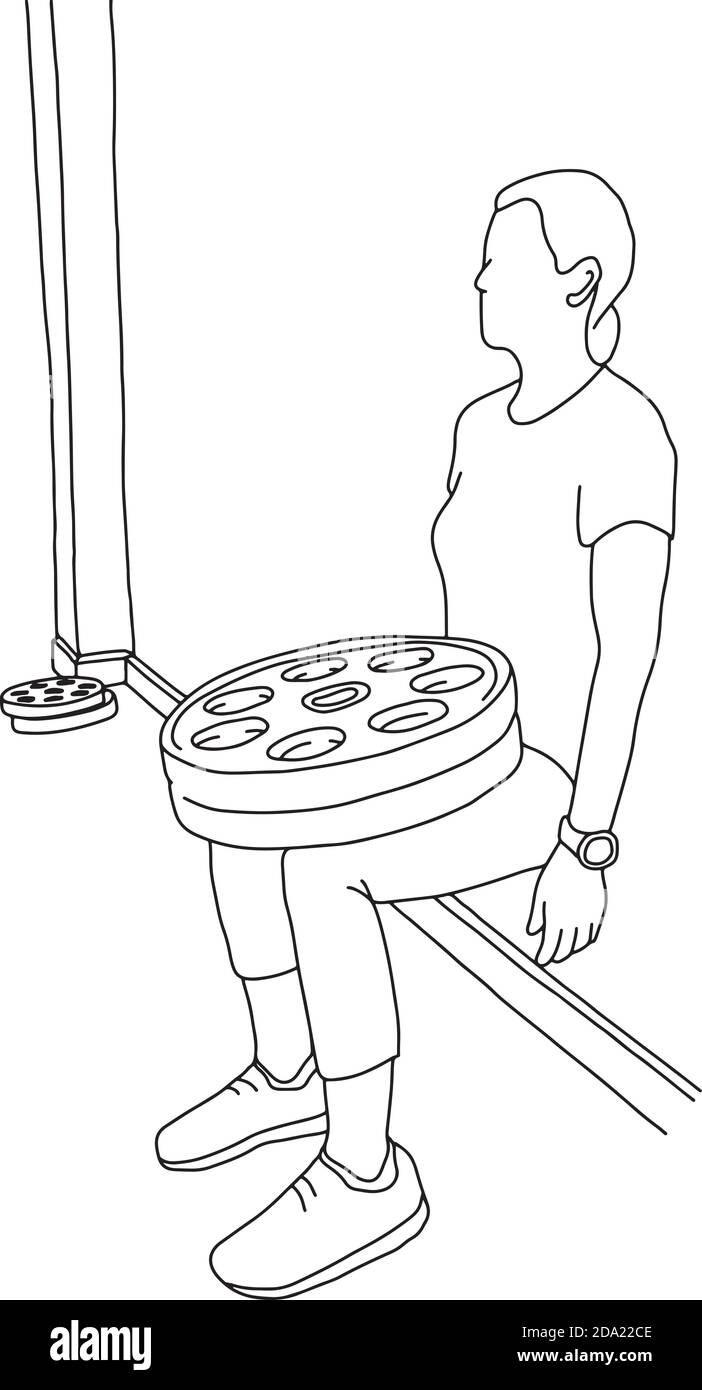 woman using equipment in gym vector illustration sketch doodle hand ...