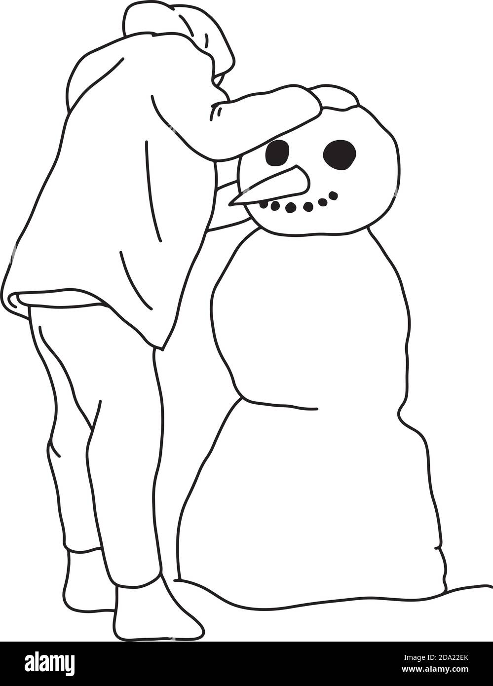 Building A Snowman Clipart Black And White