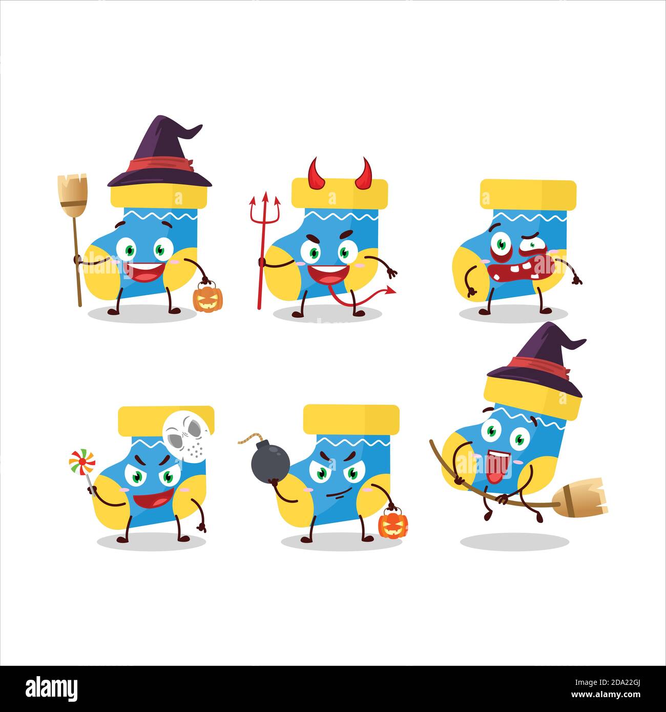 Halloween expression emoticons with cartoon character of baby blue ...
