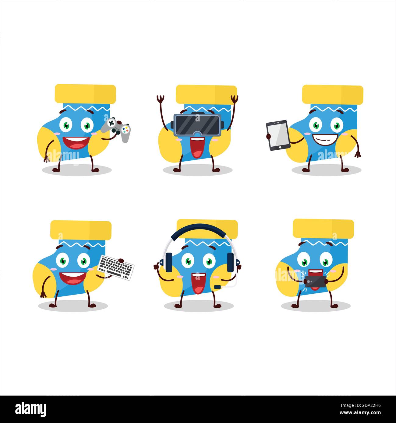 Baby blue socks cartoon character are playing games with various cute ...