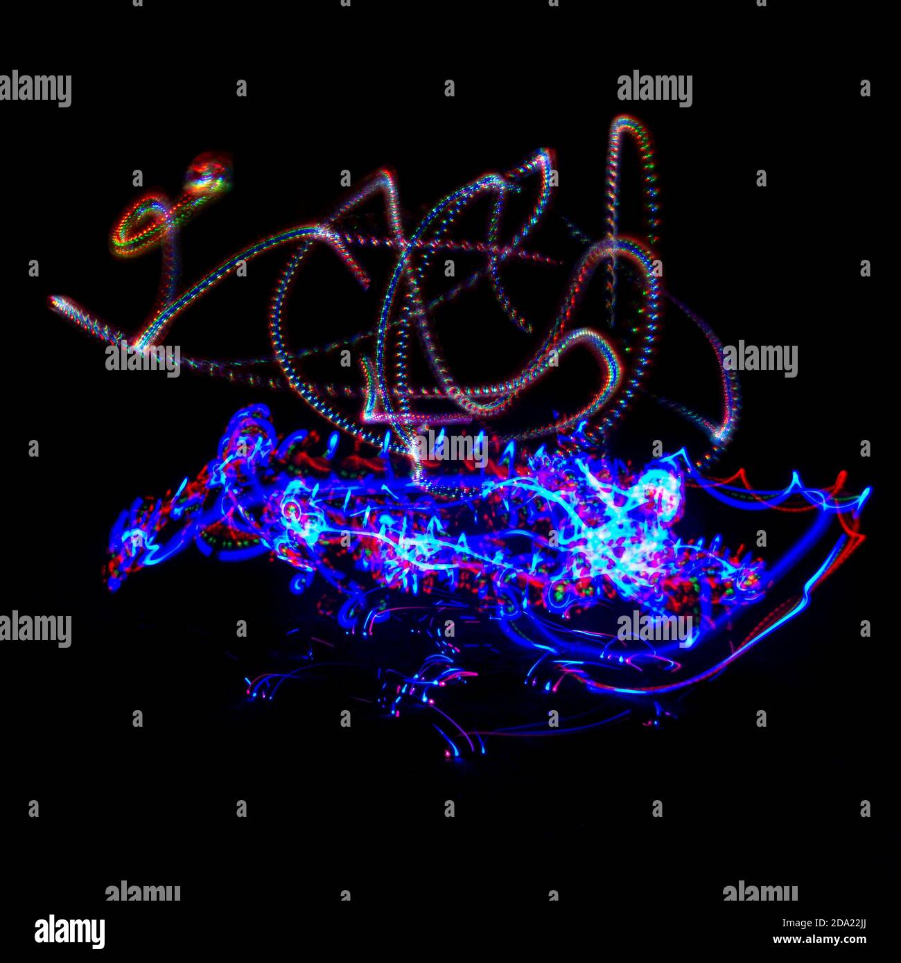 Light painting. Creative shapes created by different light sources ...