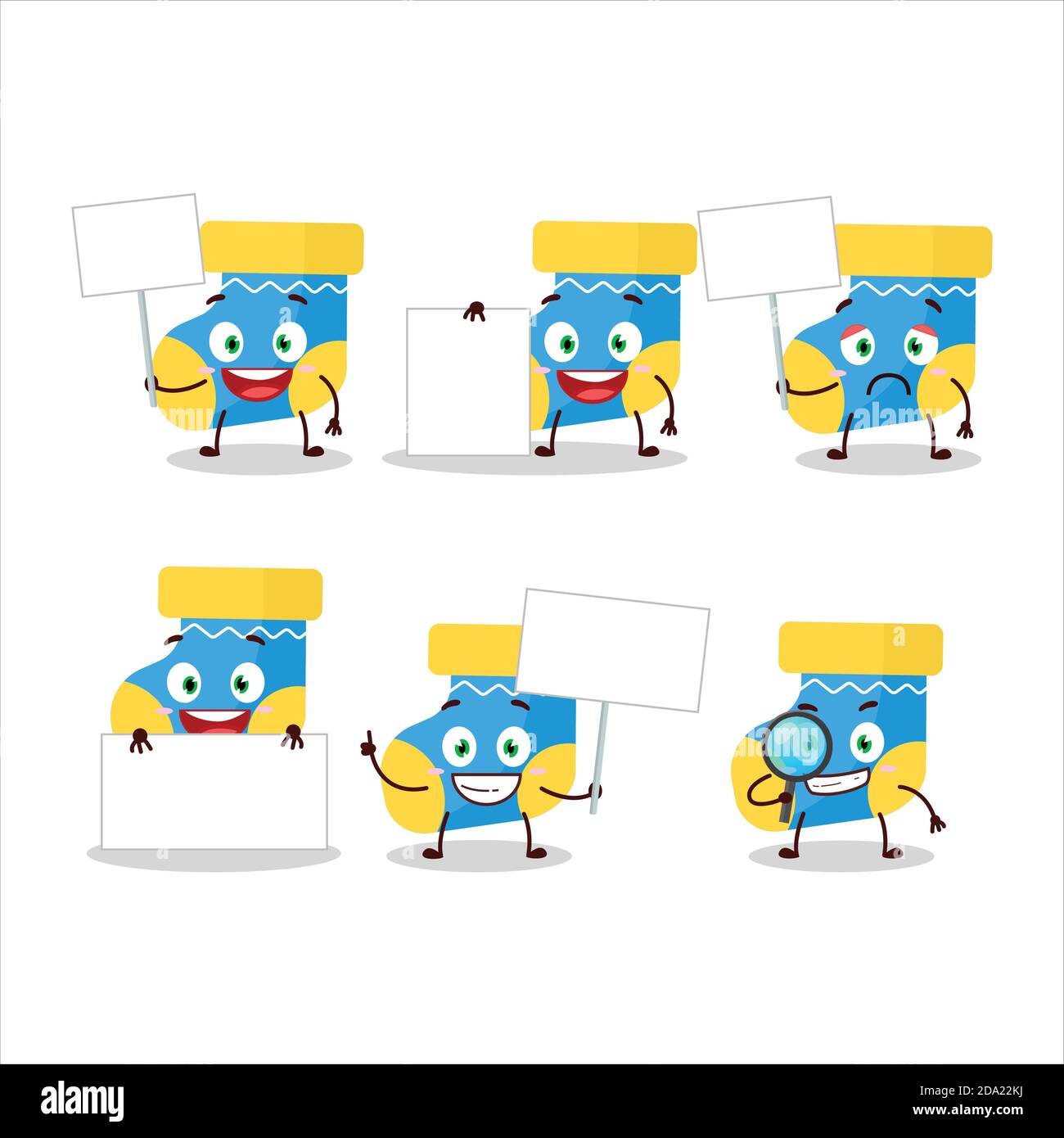 Baby blue socks cartoon character bring information board Stock Vector ...