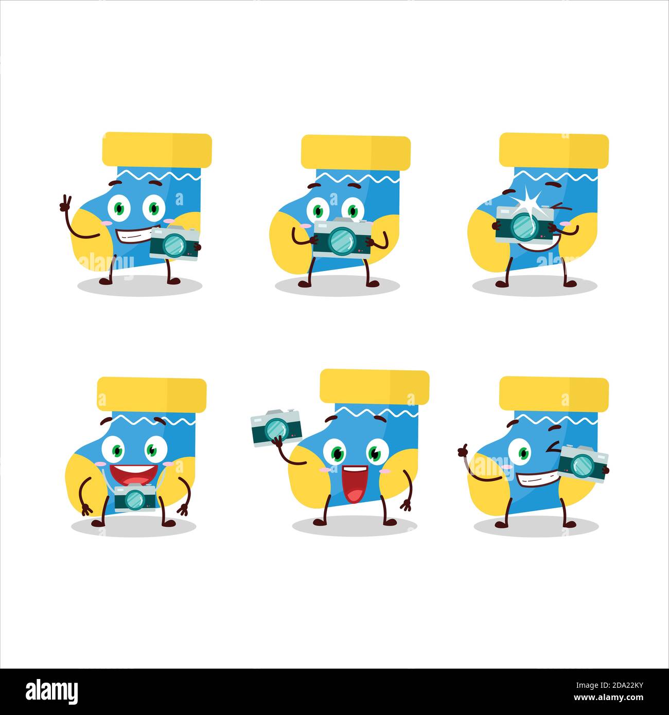 Photographer profession emoticon with baby blue socks cartoon character ...