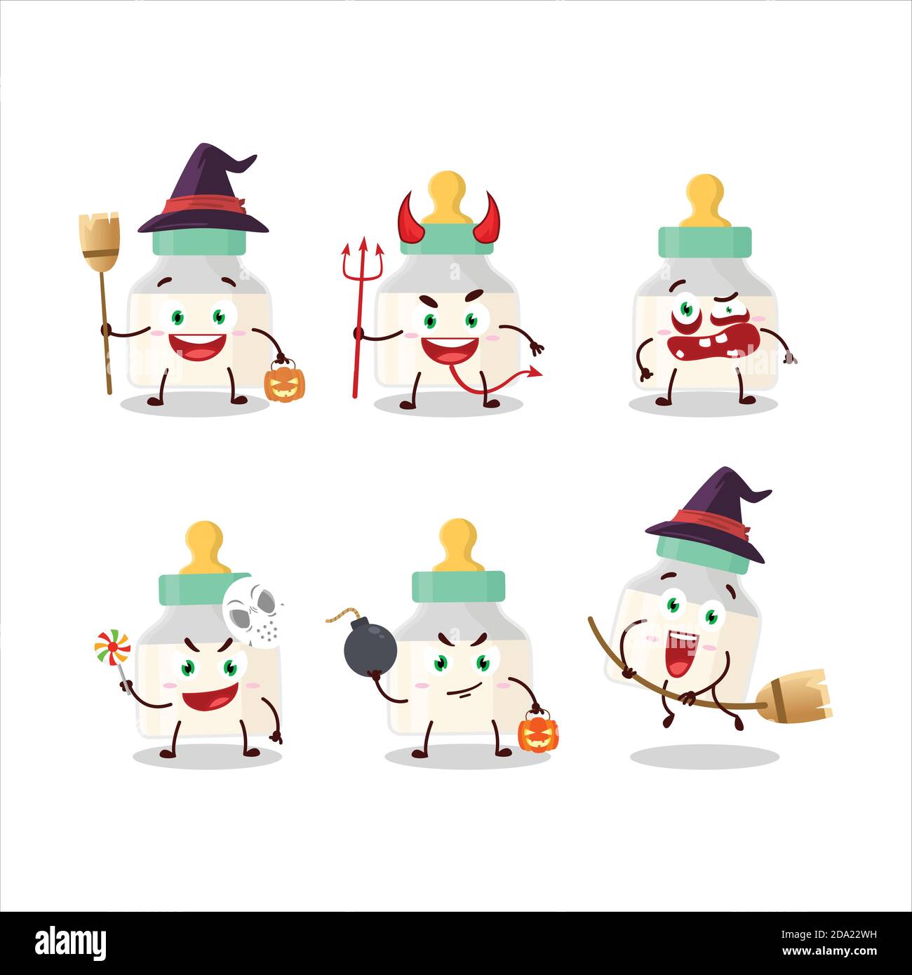 Halloween expression emoticons with cartoon character of baby pacifier ...