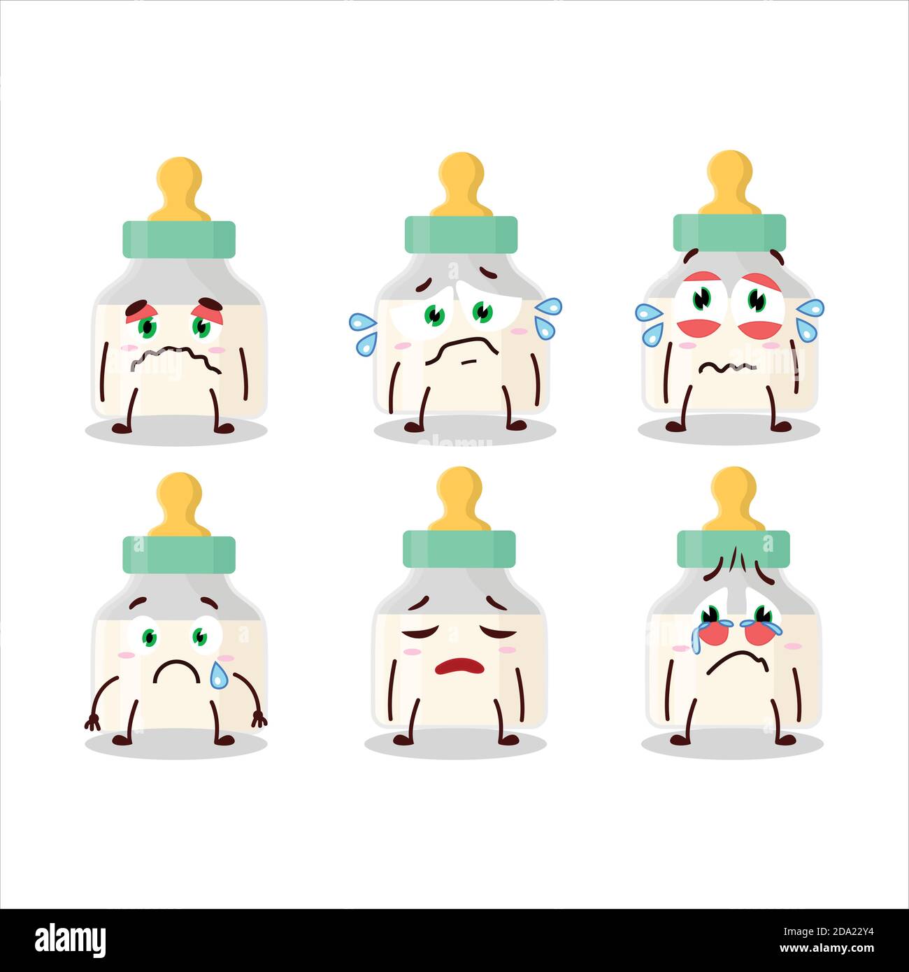 Baby pacifier with white milk cartoon character with sad expression ...