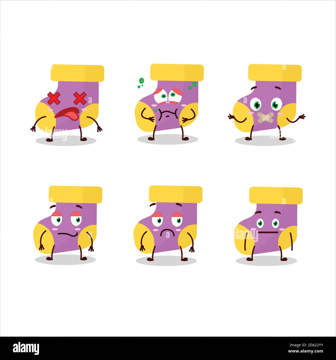 Baby purple socks cartoon character with nope expression Stock Vector ...