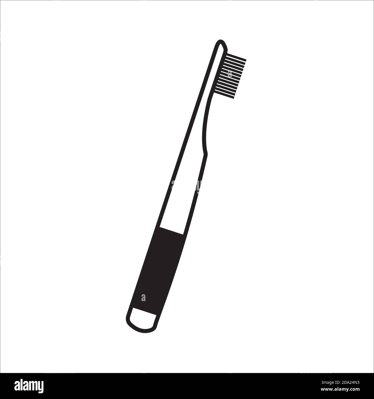 Bamboo toothbrush icon in flat style. Vector image in white background ...