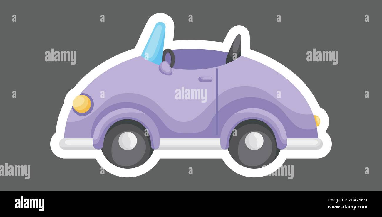 Purple cartoon car for design of notebook, scrapbook, card and ...
