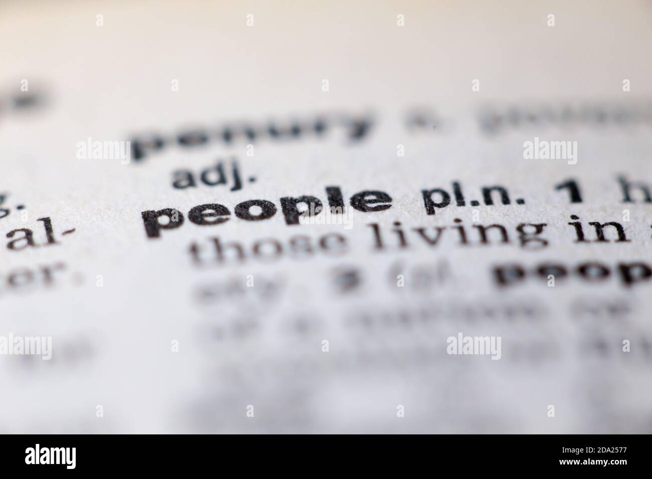 Macro close up of old English dictionary page with word people Stock ...