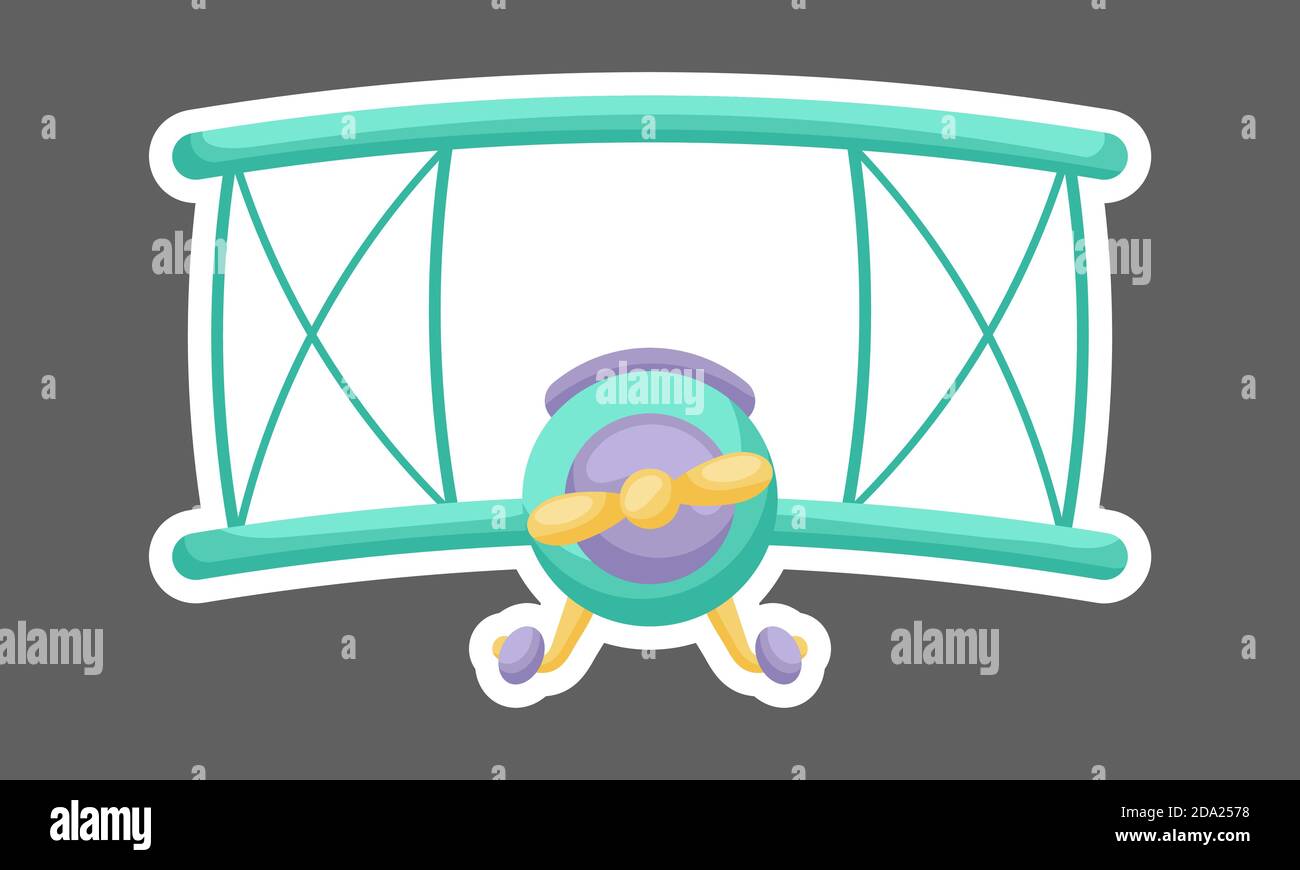 Cartoon green plane for design of notebook, cards and invitation. Cute ...