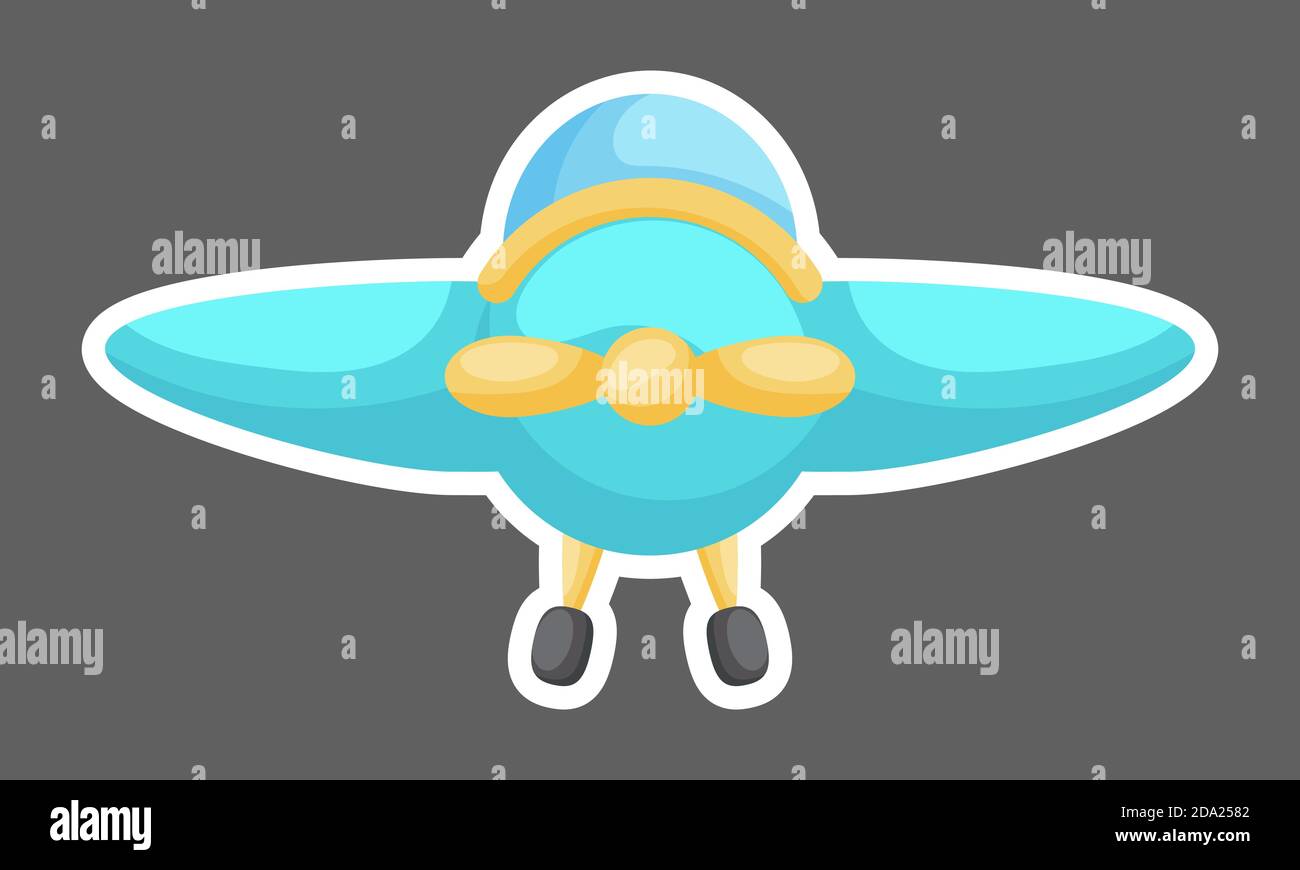 Cartoon turquoise plane for design of notebook, cards and invitation ...