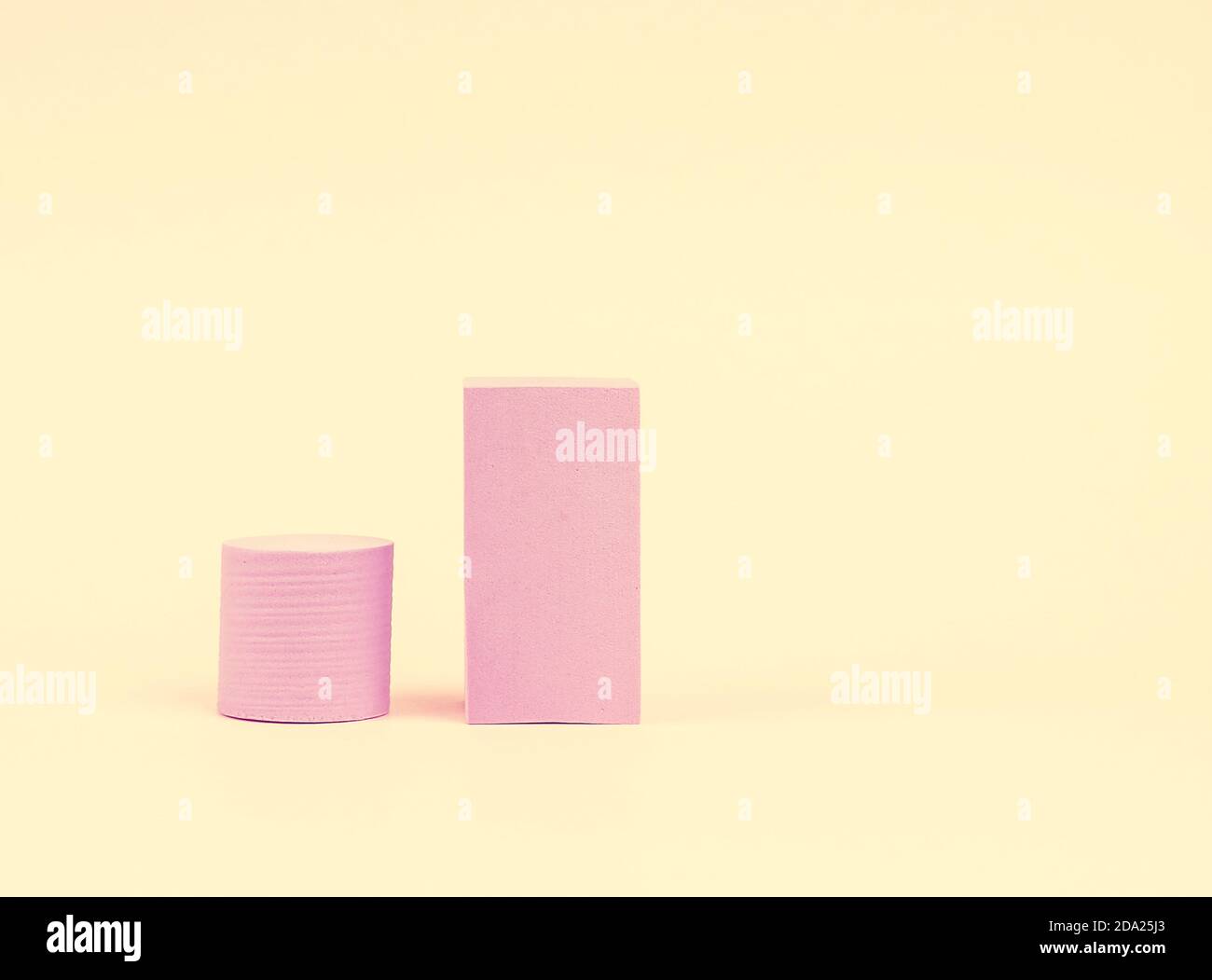 Stack of pink blocks. Geometrical figures still life composition ...