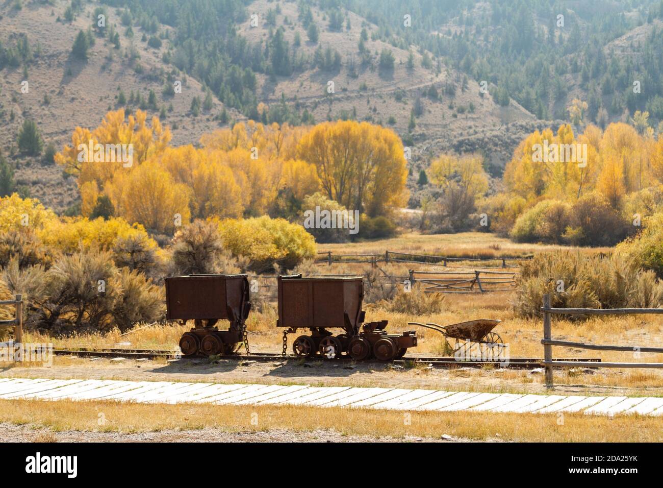 Old mining equipment on display in the ghost town of Bannack, Montana ...