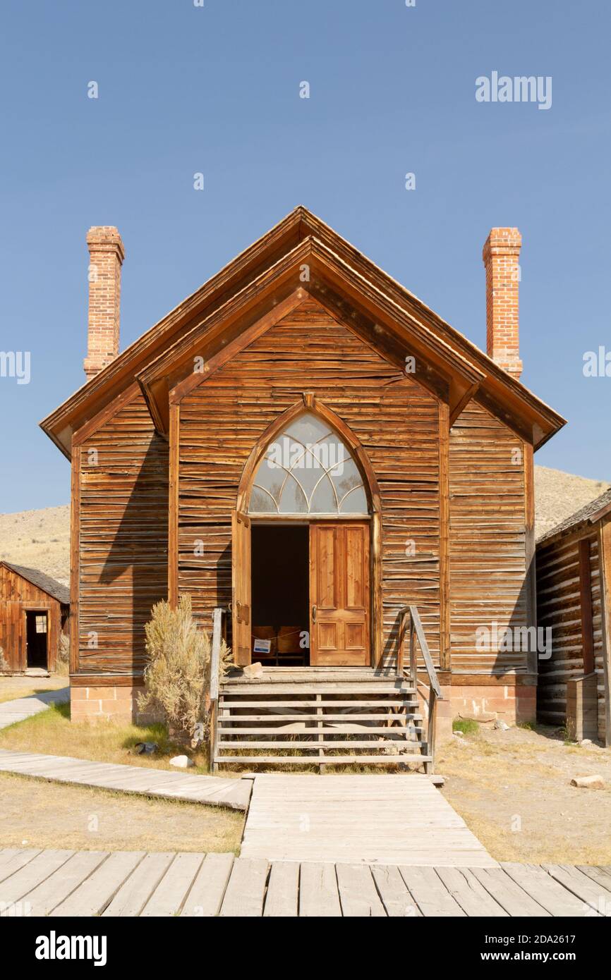 The facade of the Methodist church in the ghost town of Bannack, Montana Stock Photo - Alamy
