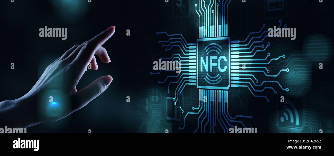 NFC Wireless communication technology Digital payment concept Stock ...