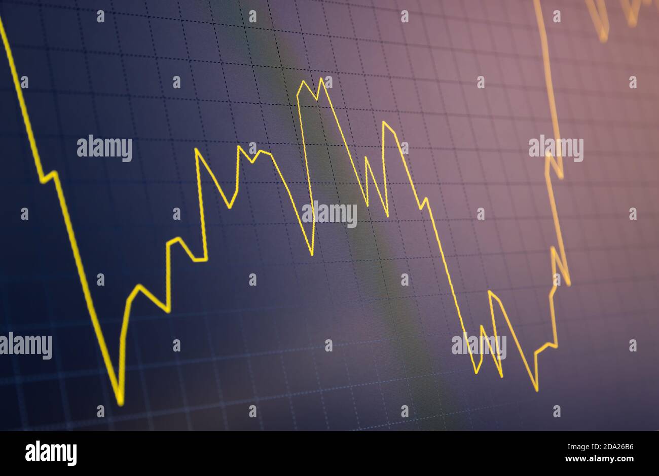 Tilted Yellow Stock Chart or Forex Chart and Table Line on Black ...
