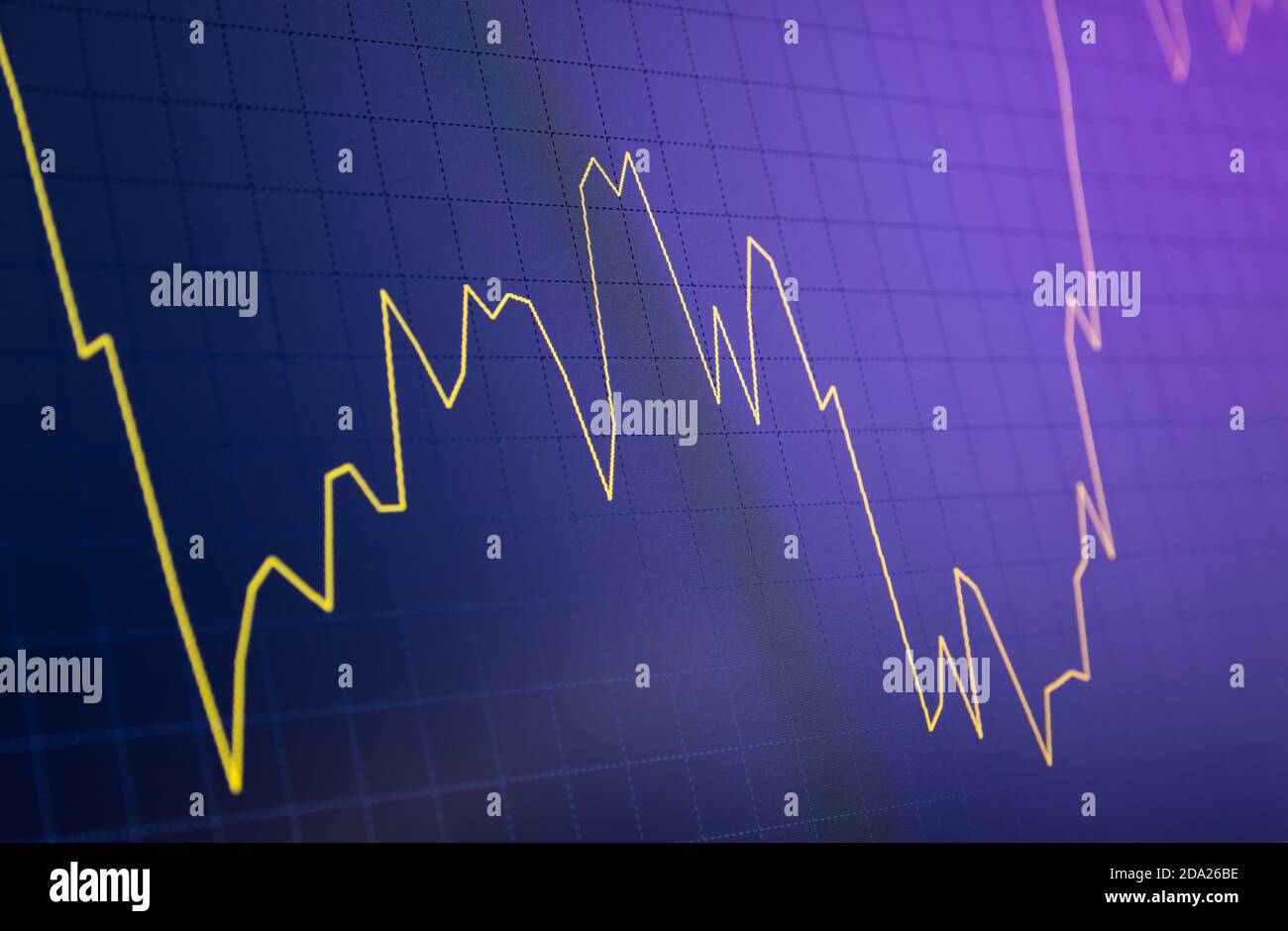 Tilted Yellow Stock Chart or Forex Chart and Table Line on Black ...