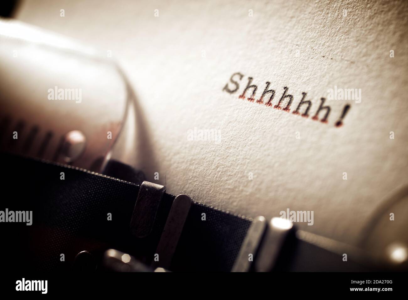Shhhhh word written with a typewriter Stock Photo - Alamy