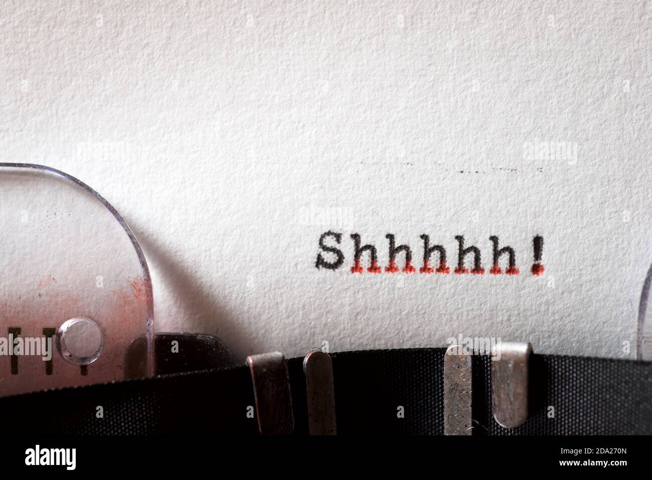 Shhhhh word written with a typewriter Stock Photo - Alamy