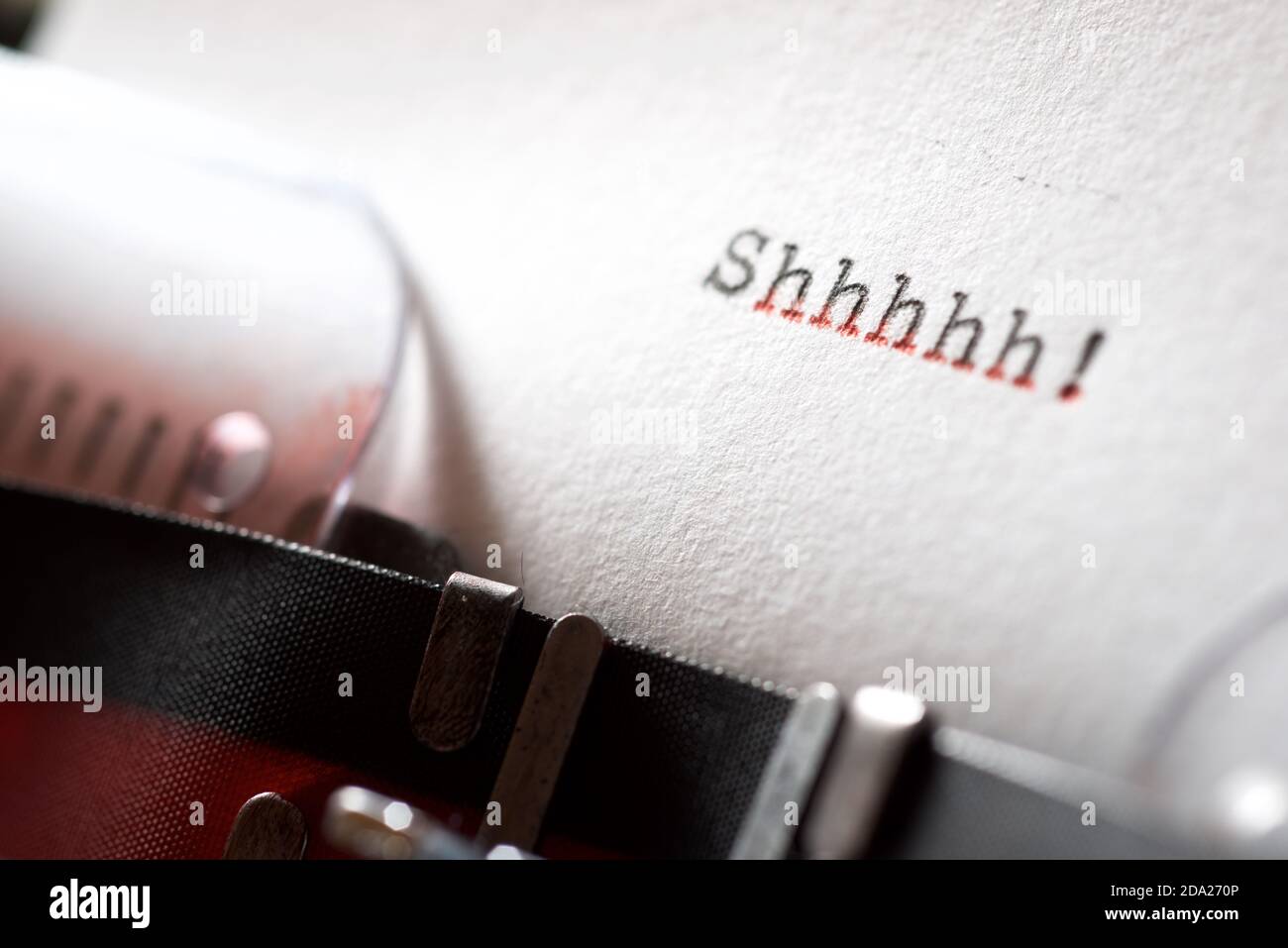 Shhhhh word written with a typewriter Stock Photo - Alamy
