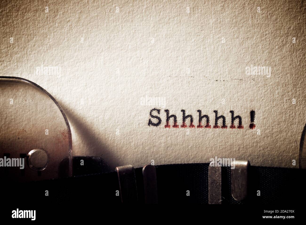 Shhhhh word written with a typewriter Stock Photo - Alamy