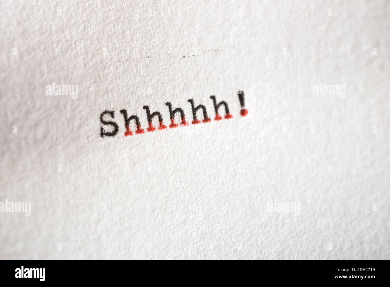 Shhhhh word written with a typewriter Stock Photo - Alamy
