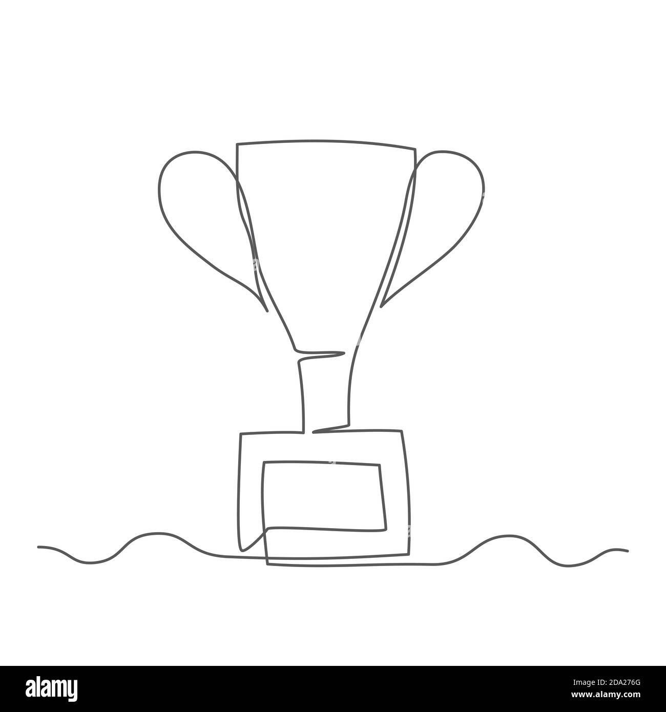Trophy cup One line drawing Vector trophy cup in line style on white ...