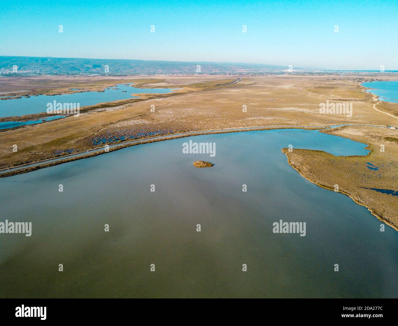 Estuary and sea. Water flooded area in Goksu river delta, Turkey ...